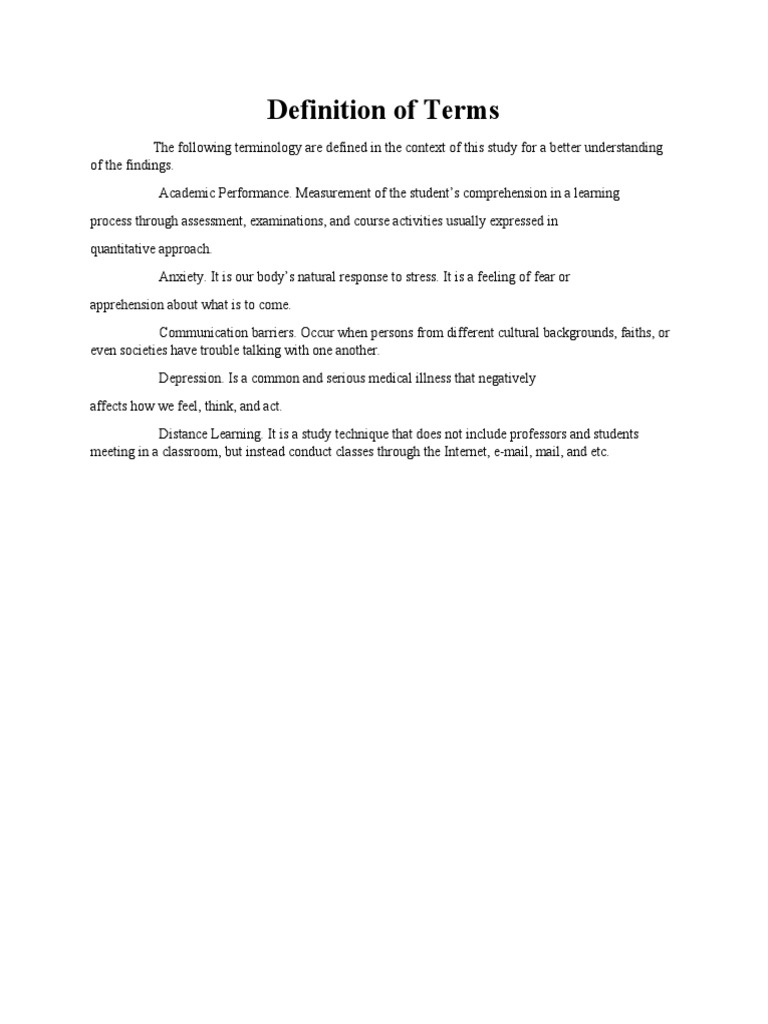 Definition Of Terms PDF