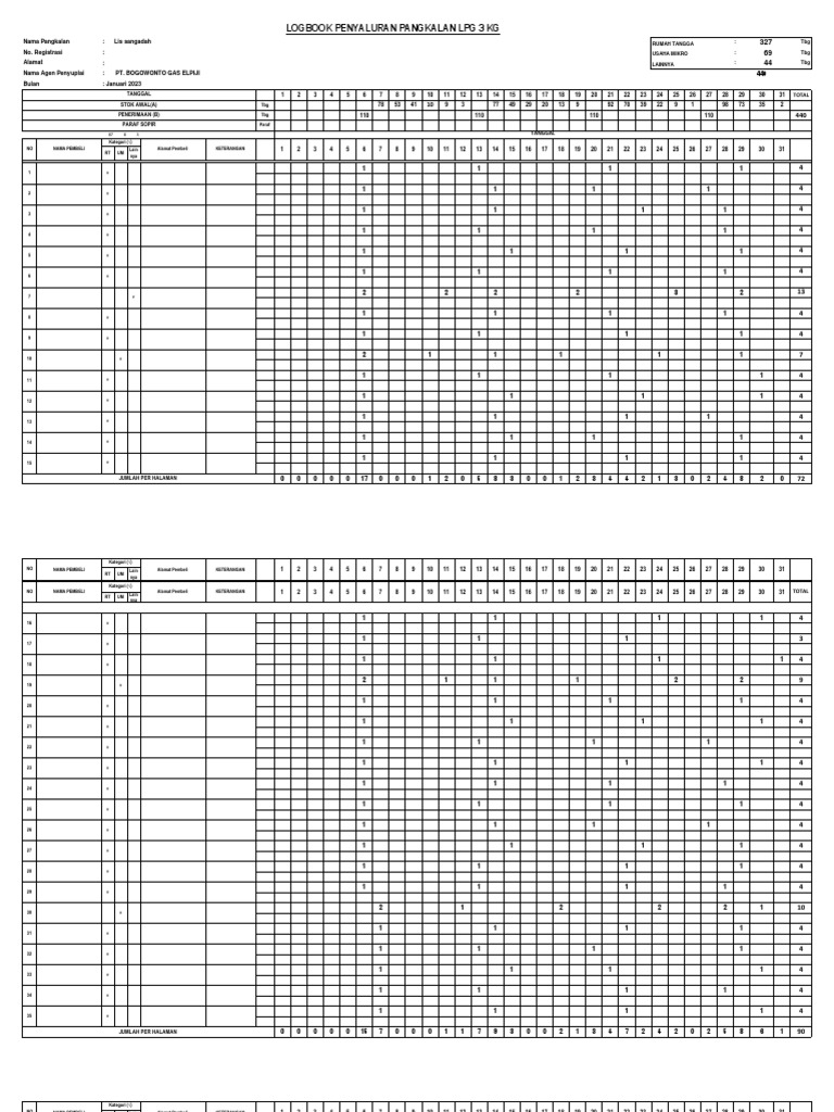 Contoh Logbook Pangkalan LPG | PDF