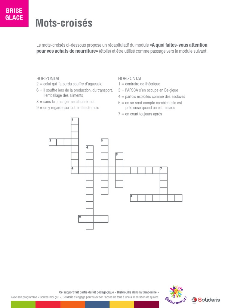 Brise Glace - Mots-Croises Et Mots-Meles | PDF | Nourriture et boisson ...