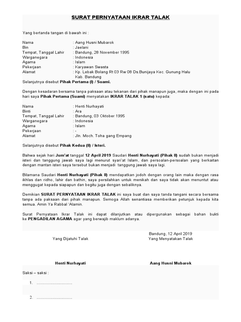 Ikrar Talak | PDF | Ilmu Sosial