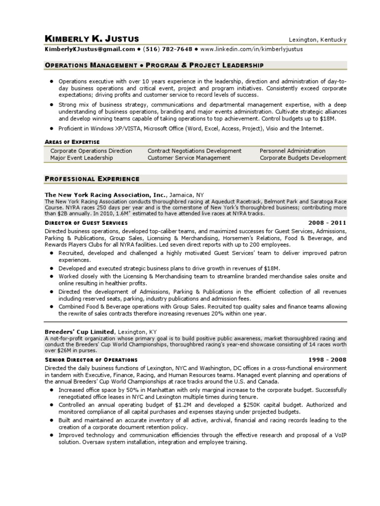 Corporate Operations Director in Lexington KY Resume Kimberly Justus | PDF | Economies | Marketing