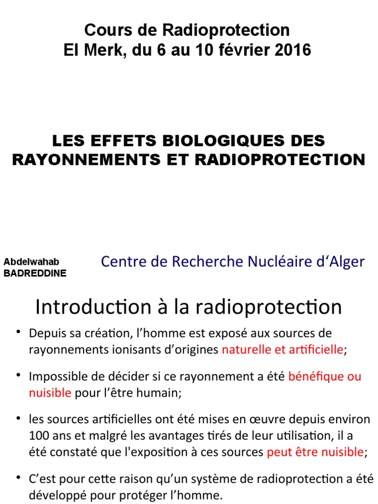 1.4 Effets Des Rayonnement Et Radioprotection | PDF | Radioprotection ...