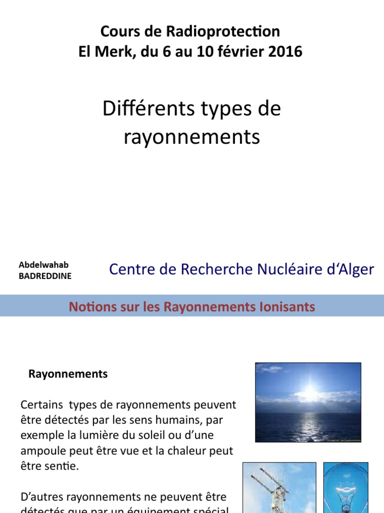 Cours sur les Rayonnements Ionisants | PDF | Neutron | Rayonnement ionisant