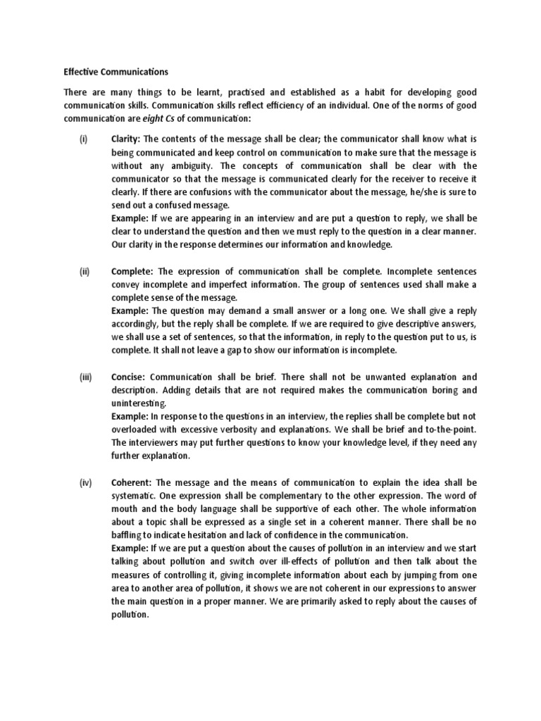 Eight Cs of Communication | PDF | Communication | Information Eight Cs of Communication | PDF | Communication | Information