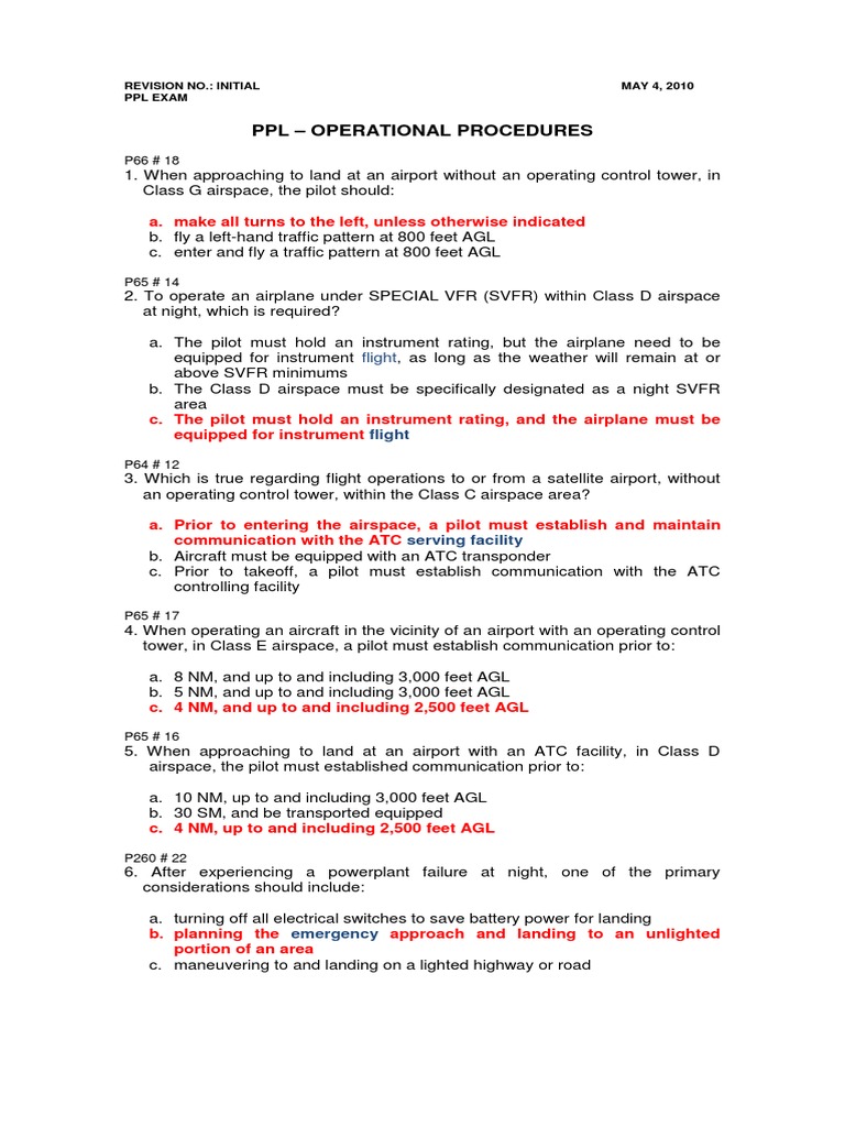 (PPL) Operational Procedures - 2 | PDF | Instrument Flight Rules | Air ...