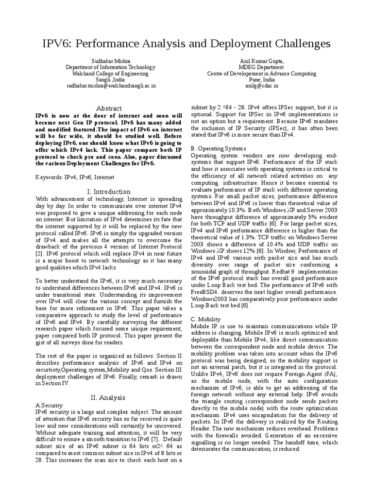 IPv6 Technical Report | Download Free PDF | I Pv6 | Internet Protocols