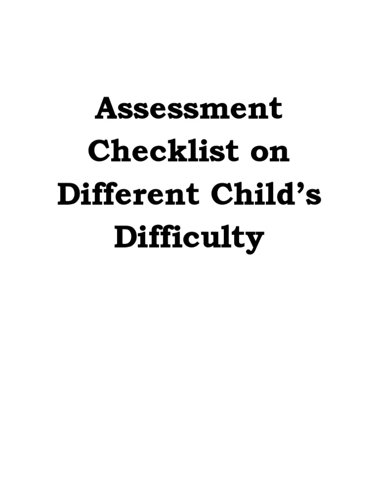 Assessment Checklist On Different Child | PDF | Visual Impairment ...