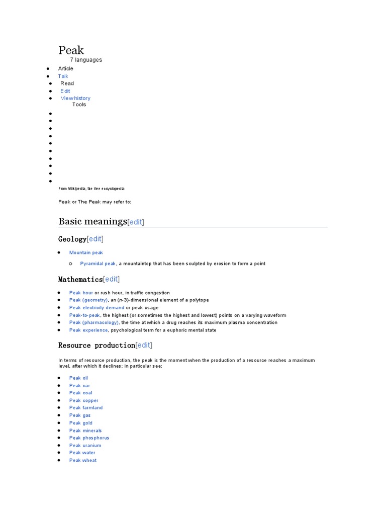 Peak: Comprehensive Disambiguation Guide | PDF