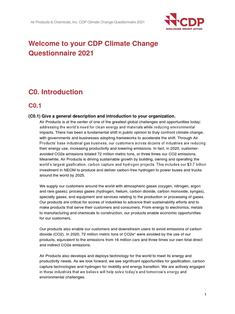 Air Products 2021 Climate Change Report | PDF | Climate Change ...