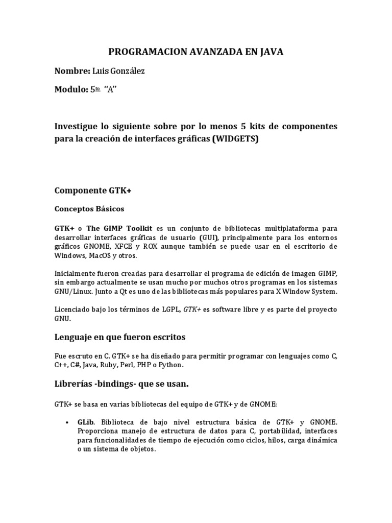 Kits de Widgets para Java Avanzado | PDF | Java (lenguaje de ...