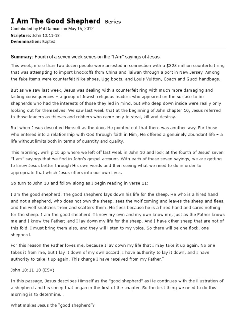 I Am The Good Shepherd | PDF | Jesus | Shepherd