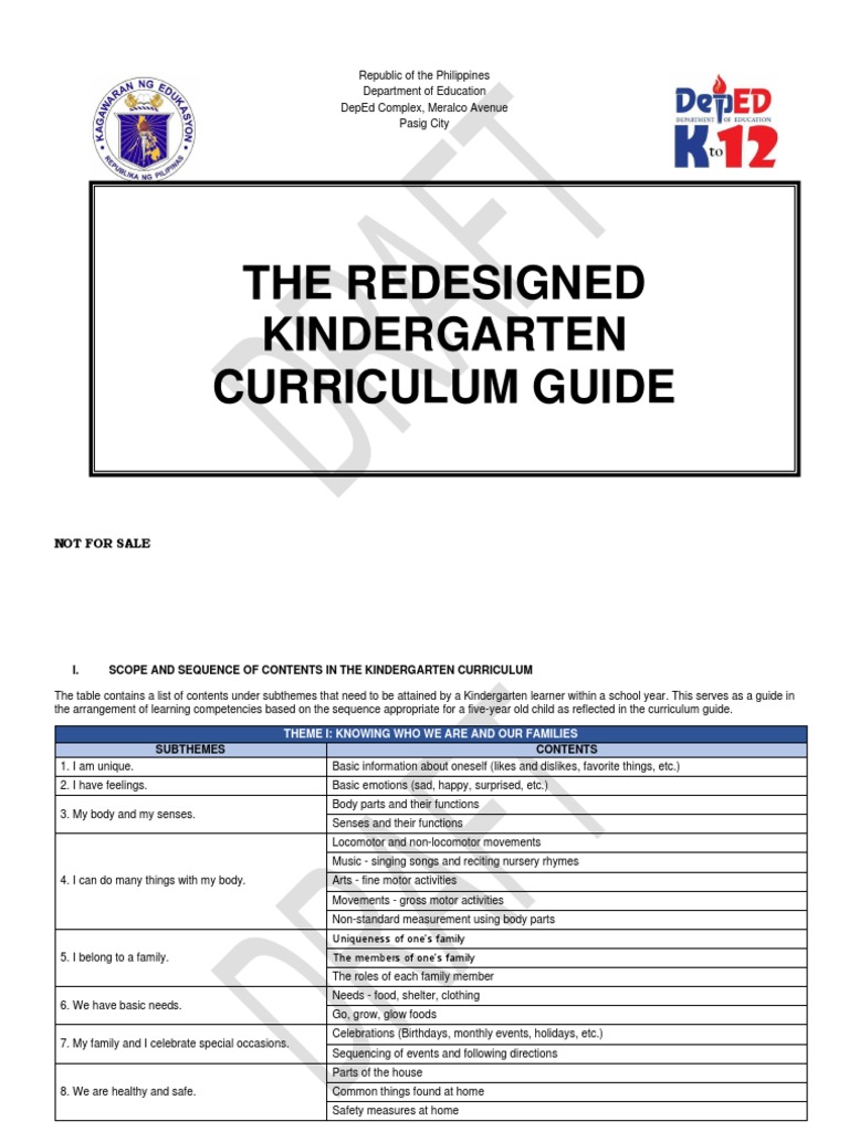Revised Kindergarten Curriculum Guide | PDF | Learning | Early ...