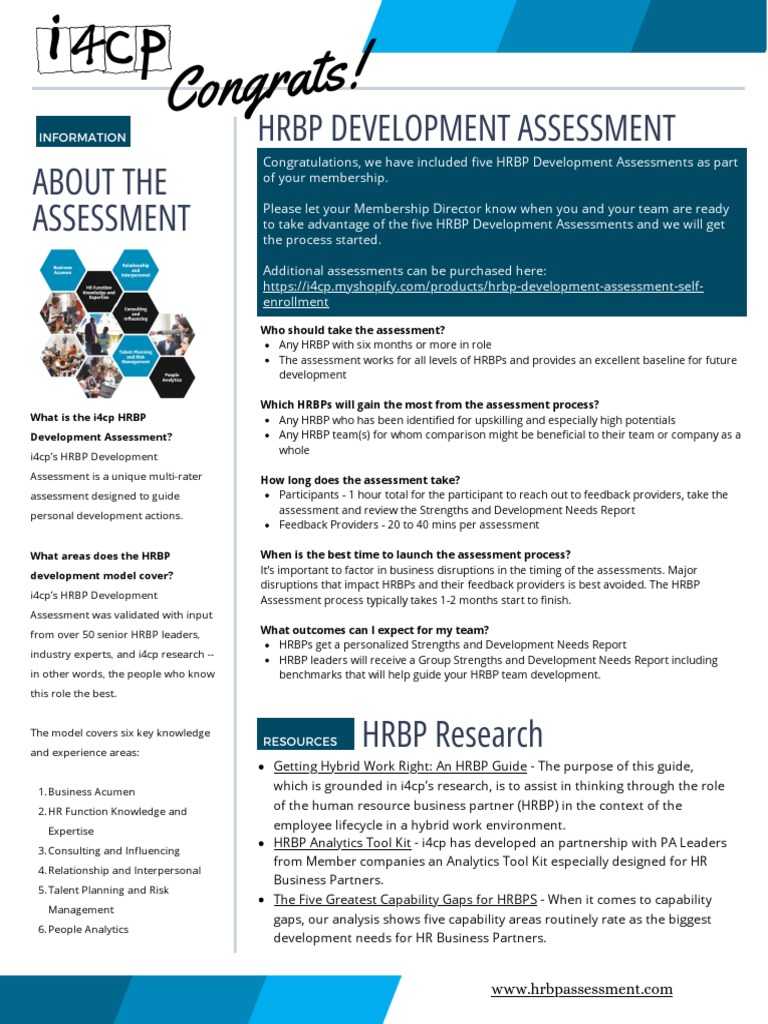 i4cp_HRBP_Development_Assessment_Fact_Sheet | PDF | Analytics | Expert