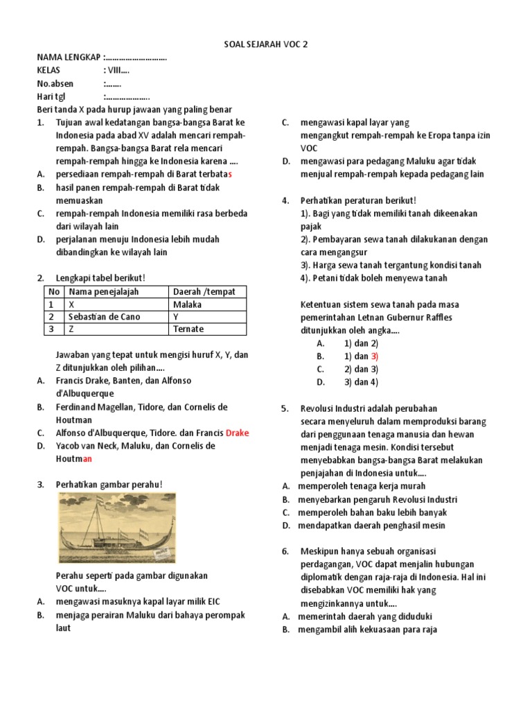 Soal Sejarah Voc 2 | PDF