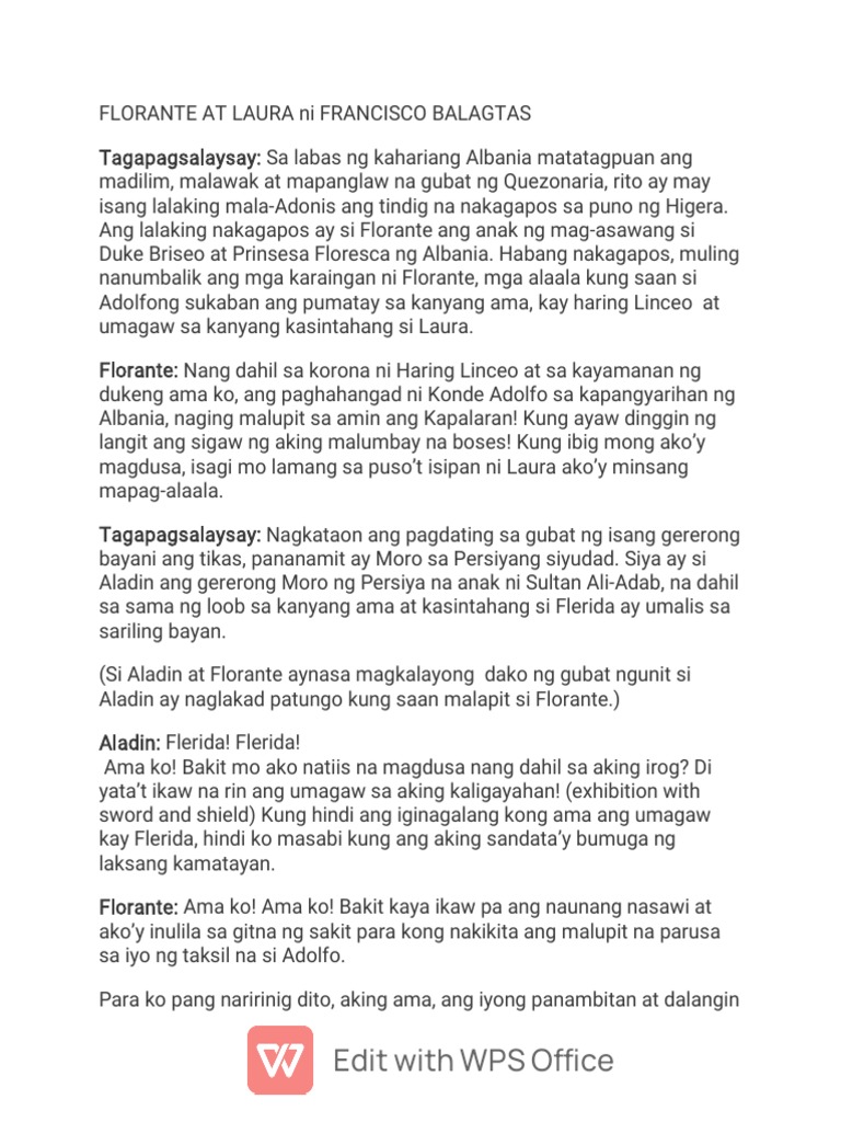 Florante at Laura Script | PDF