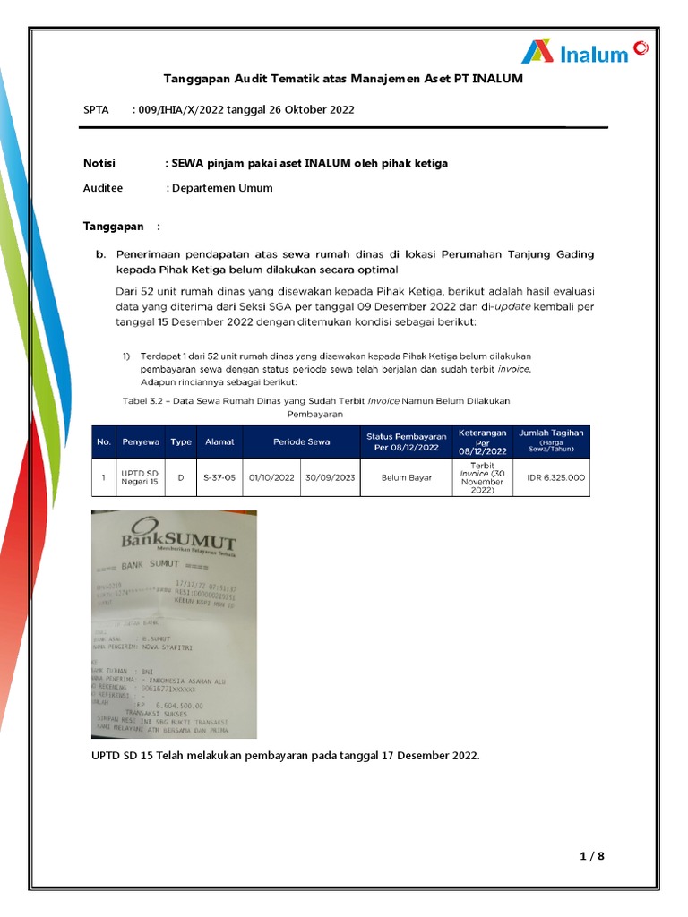 Form Tanggapan Auditee - Notisi Audit Manajemen Aset Point | PDF