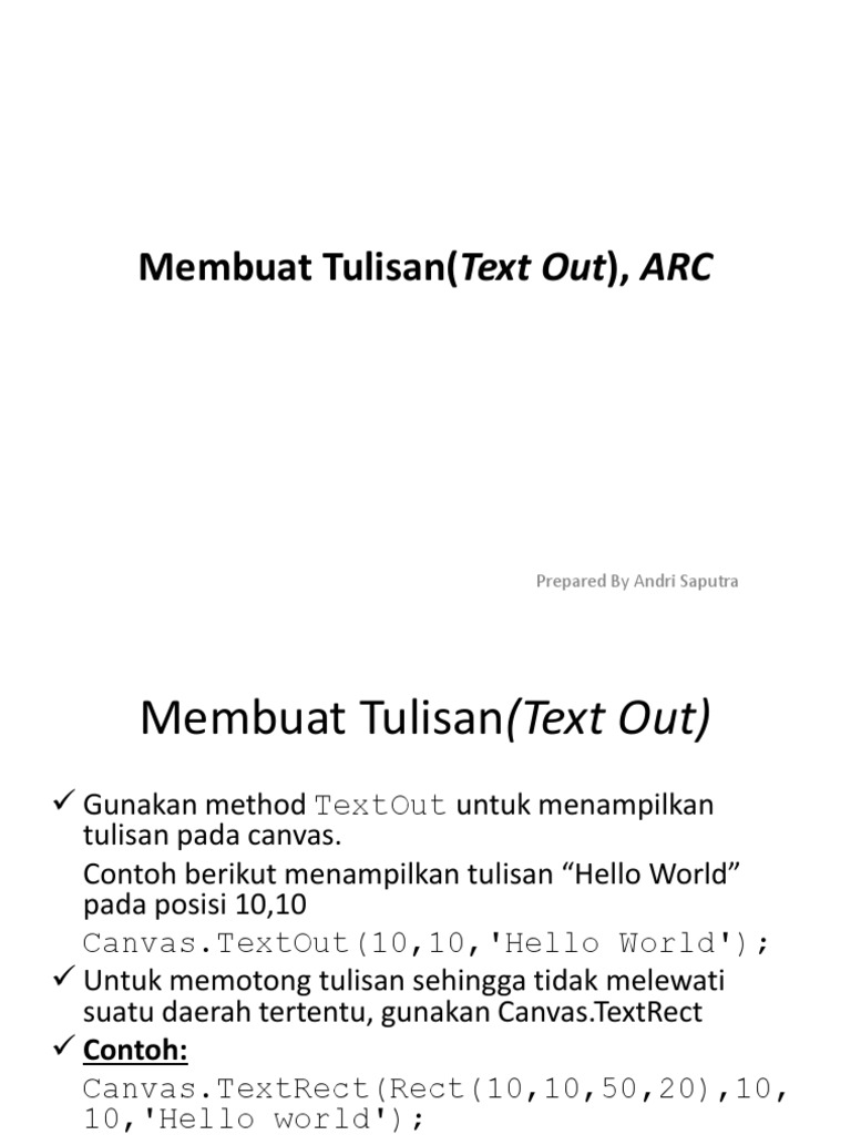 Panduan TextOut dan Arc | PDF