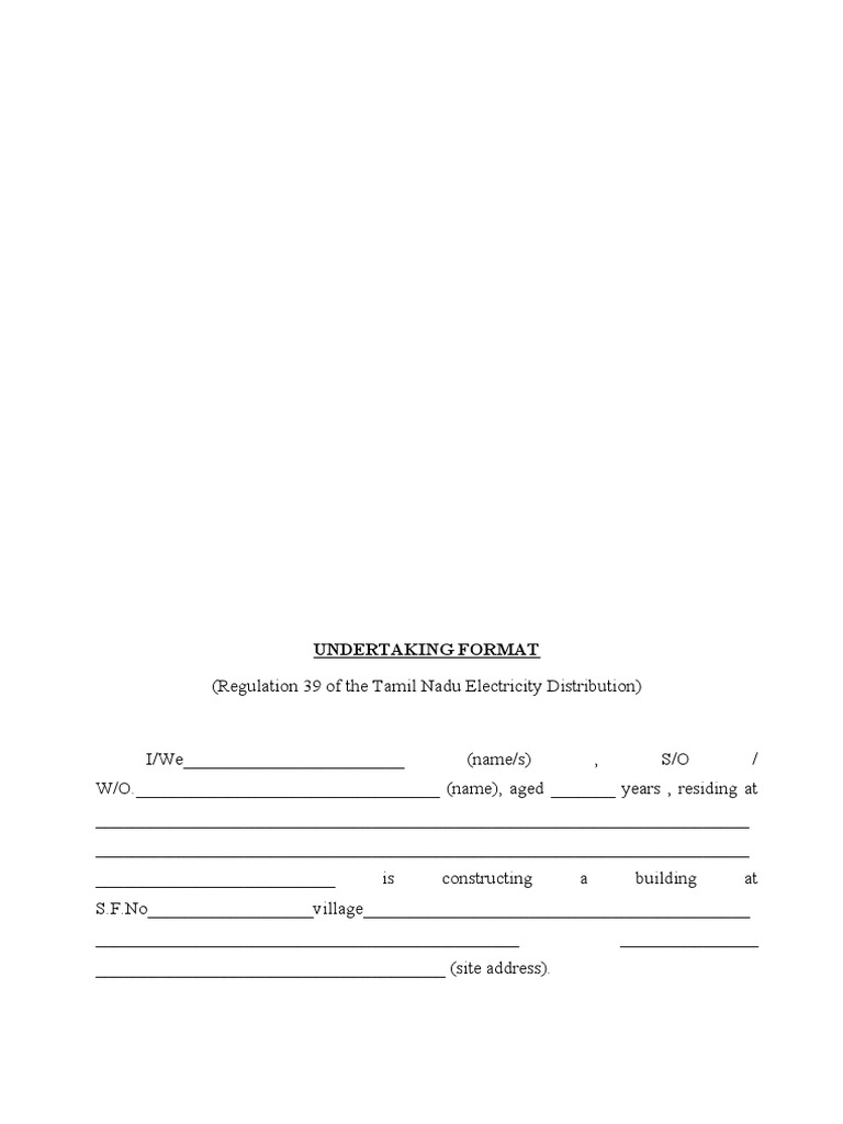 Temporary Electricity Connection Undertaking | PDF