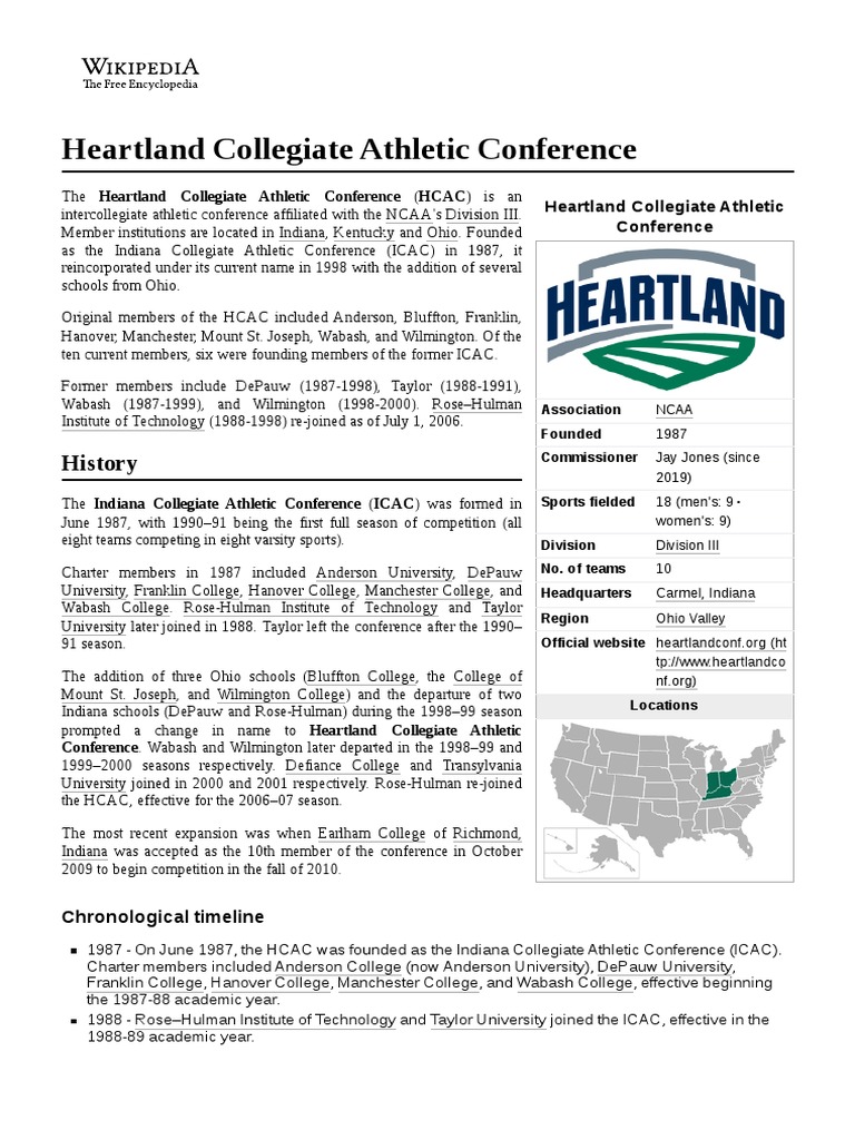 Heartland Collegiate Athletic Conference | PDF | Indianapolis ...