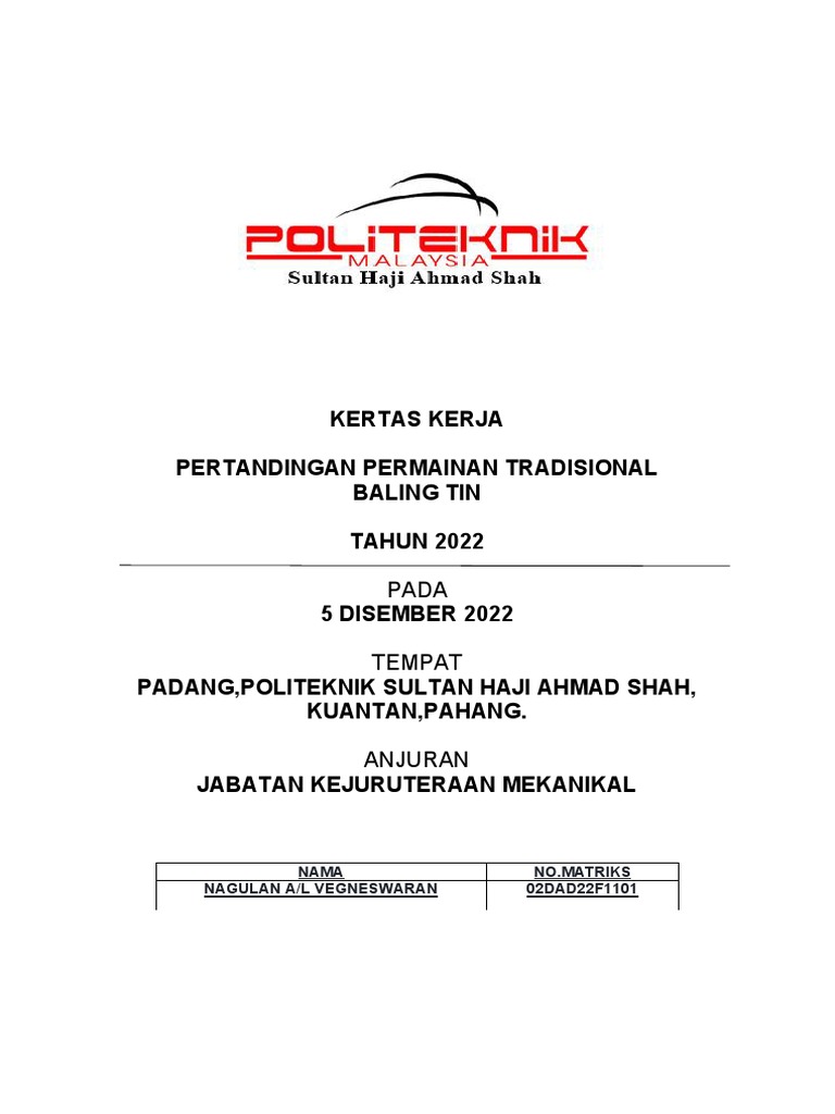 Kertas Kerja Baling Tin | PDF