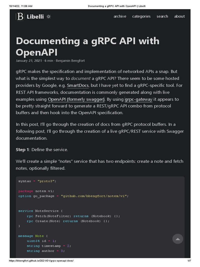 Documenting A GRPC API With OpenAPI | PDF | Computer Programming | Computer Architecture