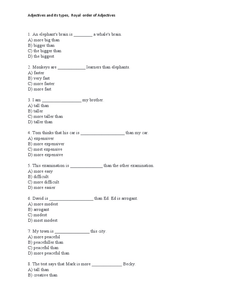 Adjectives and Royal Order | PDF | English Language
