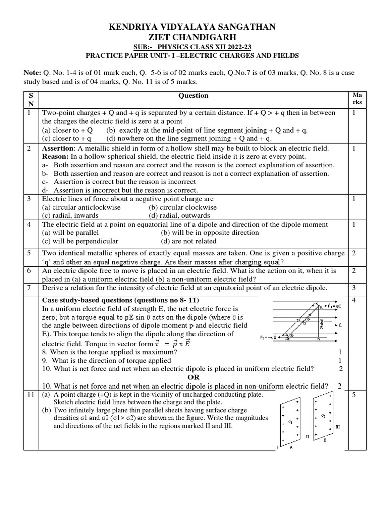 Kendriya Vidyalaya Sangathan Ziet Chandigarh | Download Free PDF | Physics | Physical Quantities