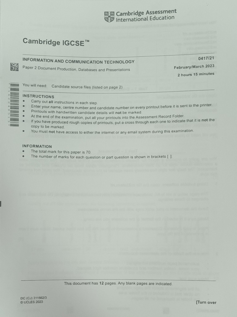 Ict Feb-Mar Paper 3 | PDF