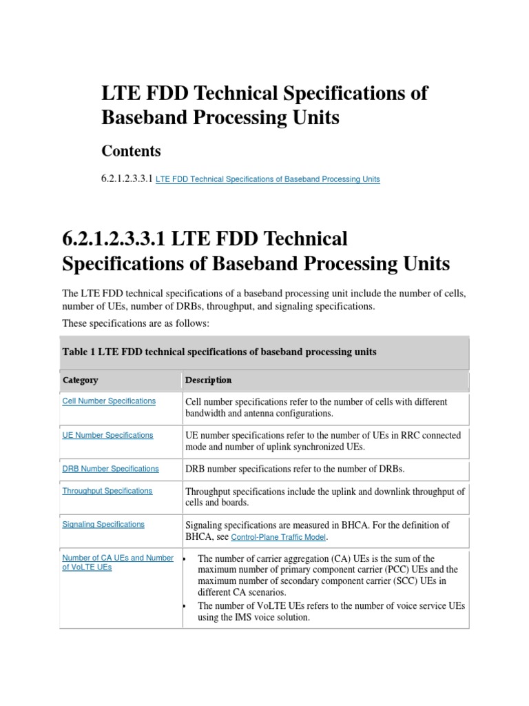 LTE FDD Baseband Proc Tech Spec | PDF | Duplex (Telecommunications) | Bandwidth (Signal Processing)