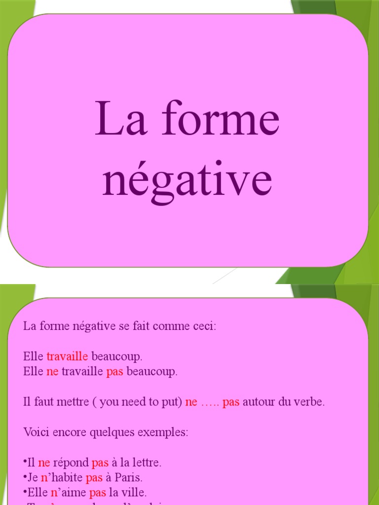 La forme négative en français | PDF | Évolution de carrière | Études ...