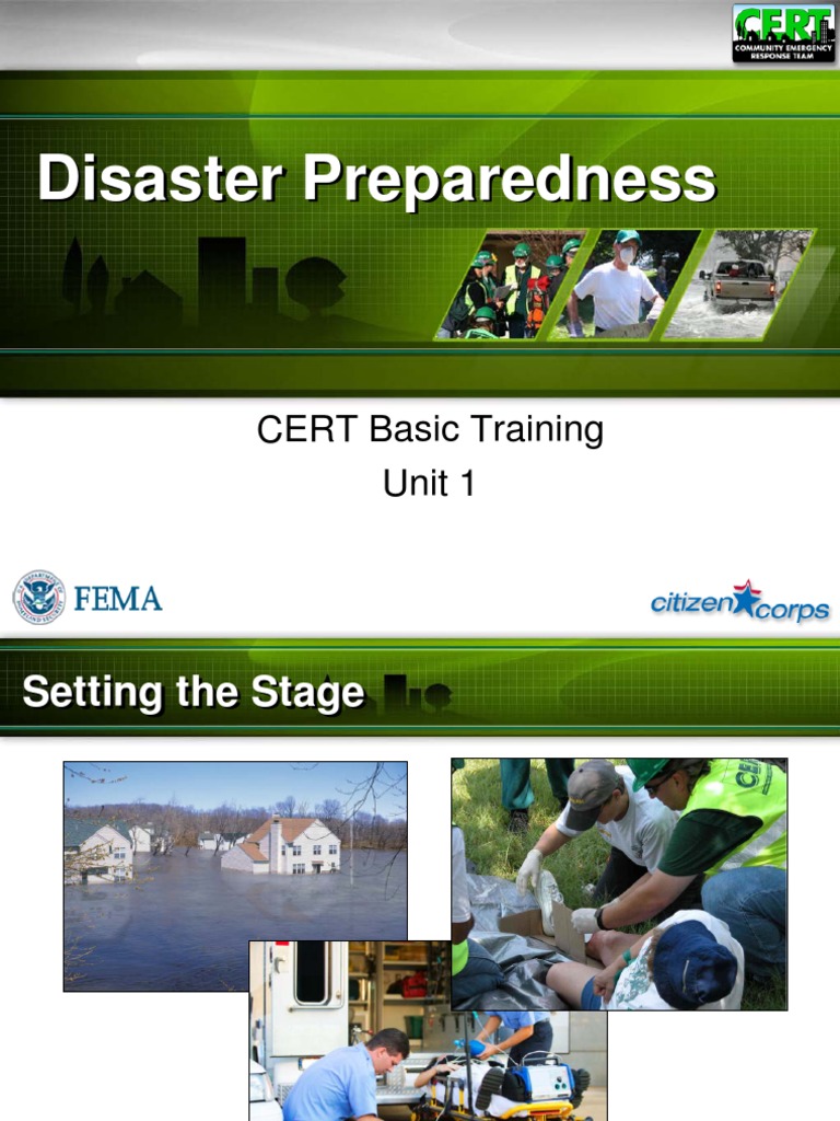 Disaster Preparedness: CERT Basic Training Unit 1 | PDF | Emergency ...