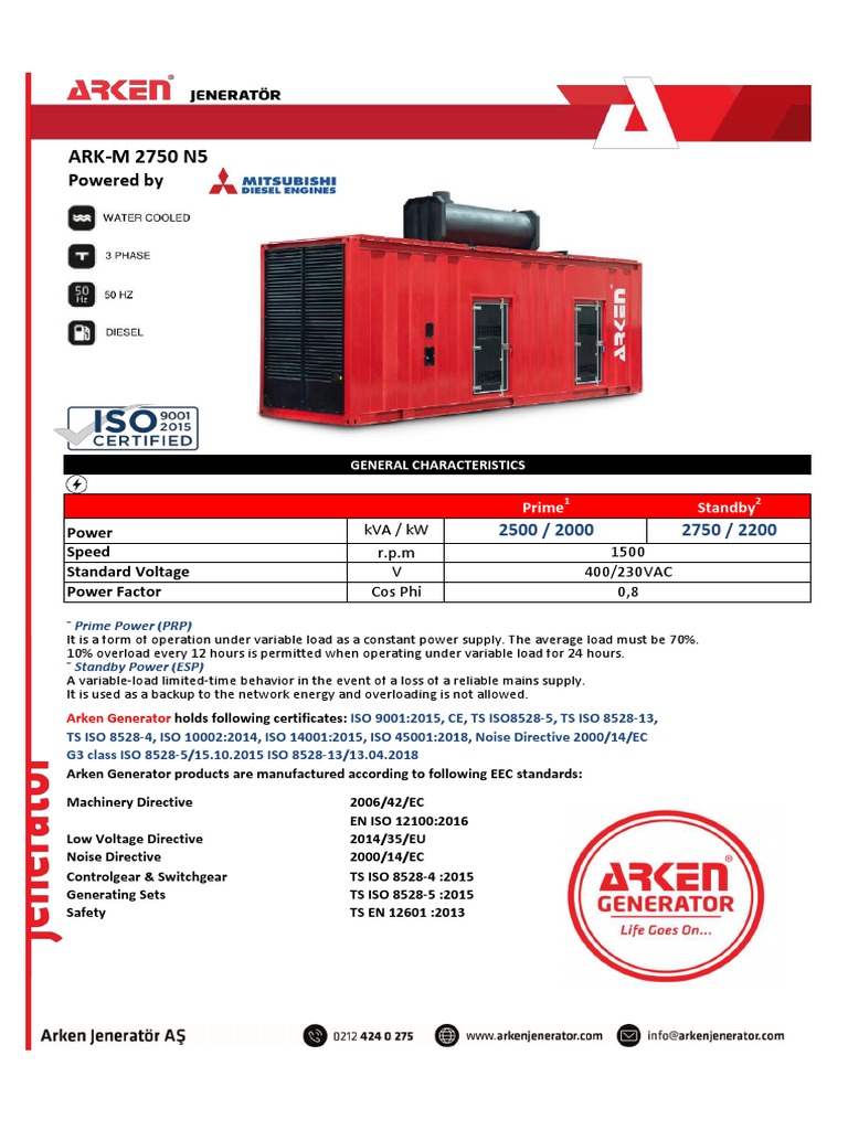Arken Generator Specifications & Certifications | PDF | Battery Charger ...