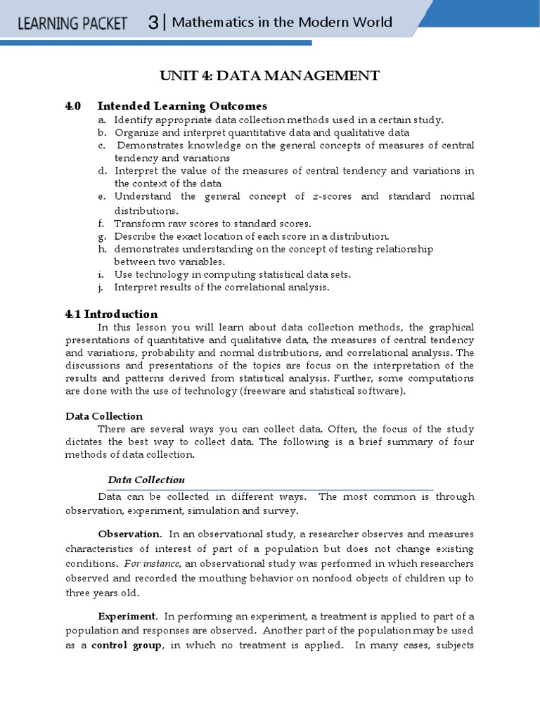 Lp 3 Data Management Hehe Pdf Experiment Standard Score
