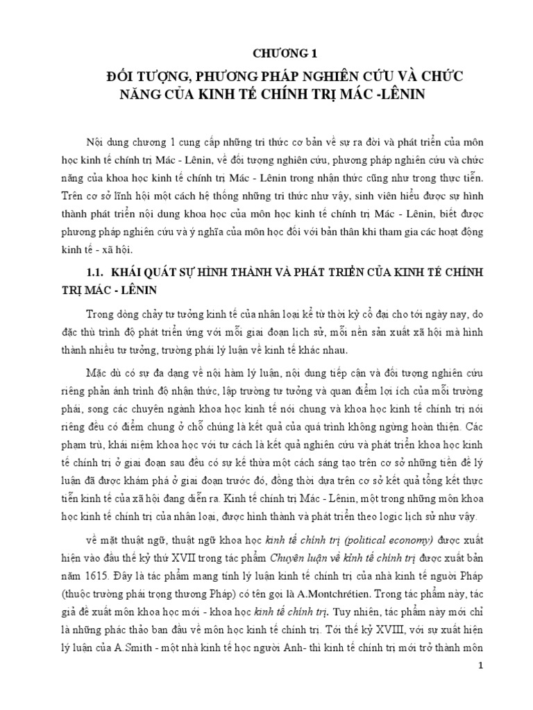 Tư liệu Chương 1. KTCT Mác-Lênin (Giáo trình mới) | PDF