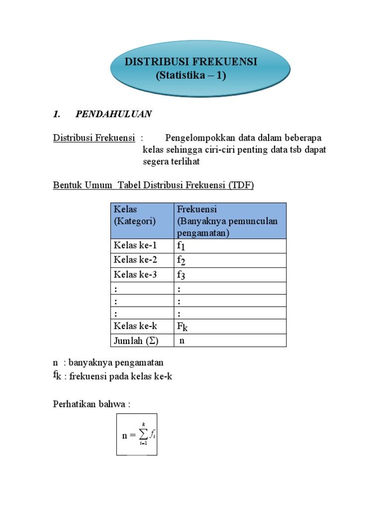 Tabel Distribusi Frekuensi Statistika | PDF | Metode & Bahan Ajar