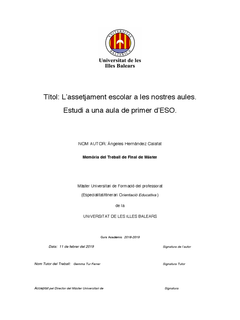 Assetjament Esolar en Una Aula de 1r ESO | PDF