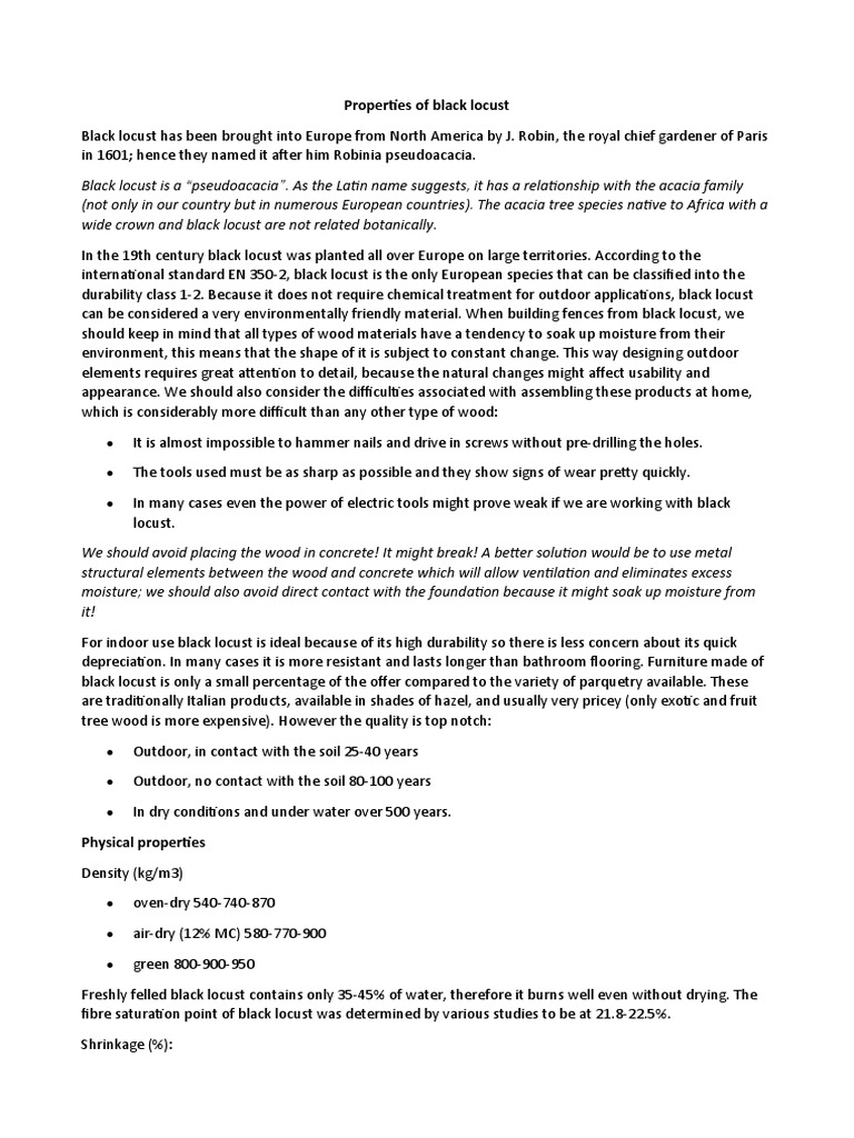 Properties of Acacia | PDF | Wood | Applied And Interdisciplinary Physics