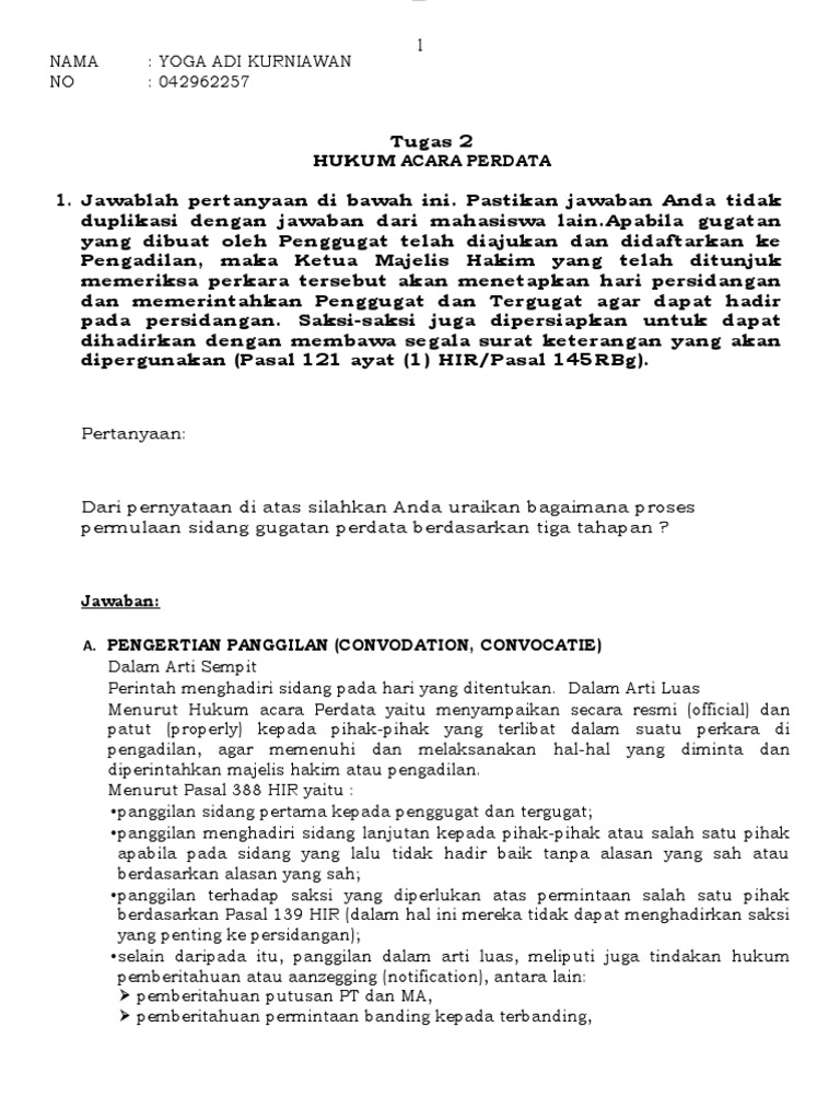 Tugas 2 Hukum Acara Perdata | PDF
