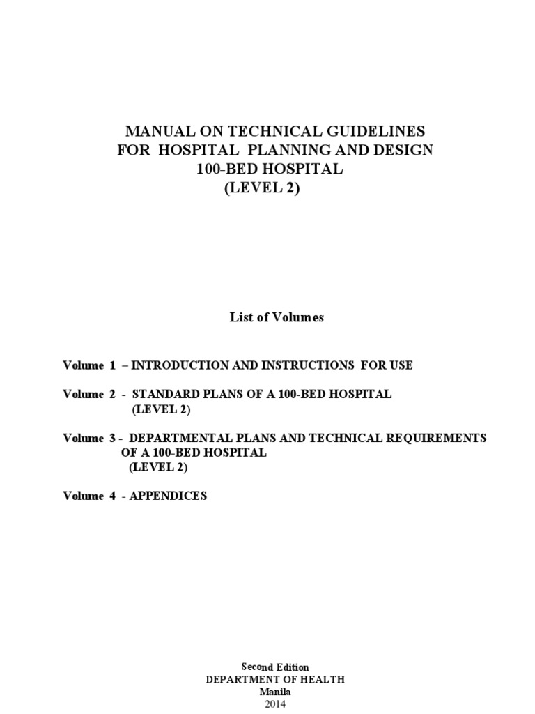 Manual On Technical Guidelines For Hospital Planning and Design 100-Bed ...