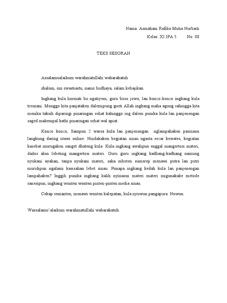 Sesorah Bahasa Jawa | PDF