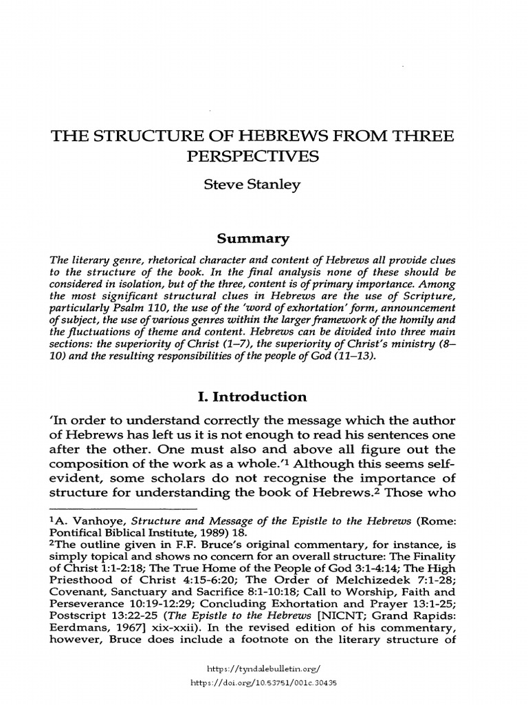 Books of Hebrews Structure | PDF | Epistle To The Hebrews | Jesus