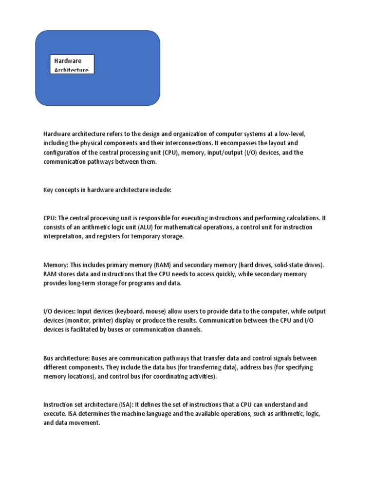 Hardware Architecture | PDF | Central Processing Unit | Computer Data Storage