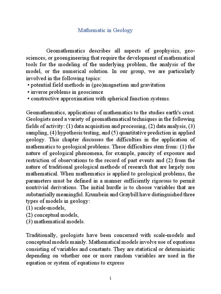 Mathematic in Geology | Download Free PDF | Geophysics | Mathematics