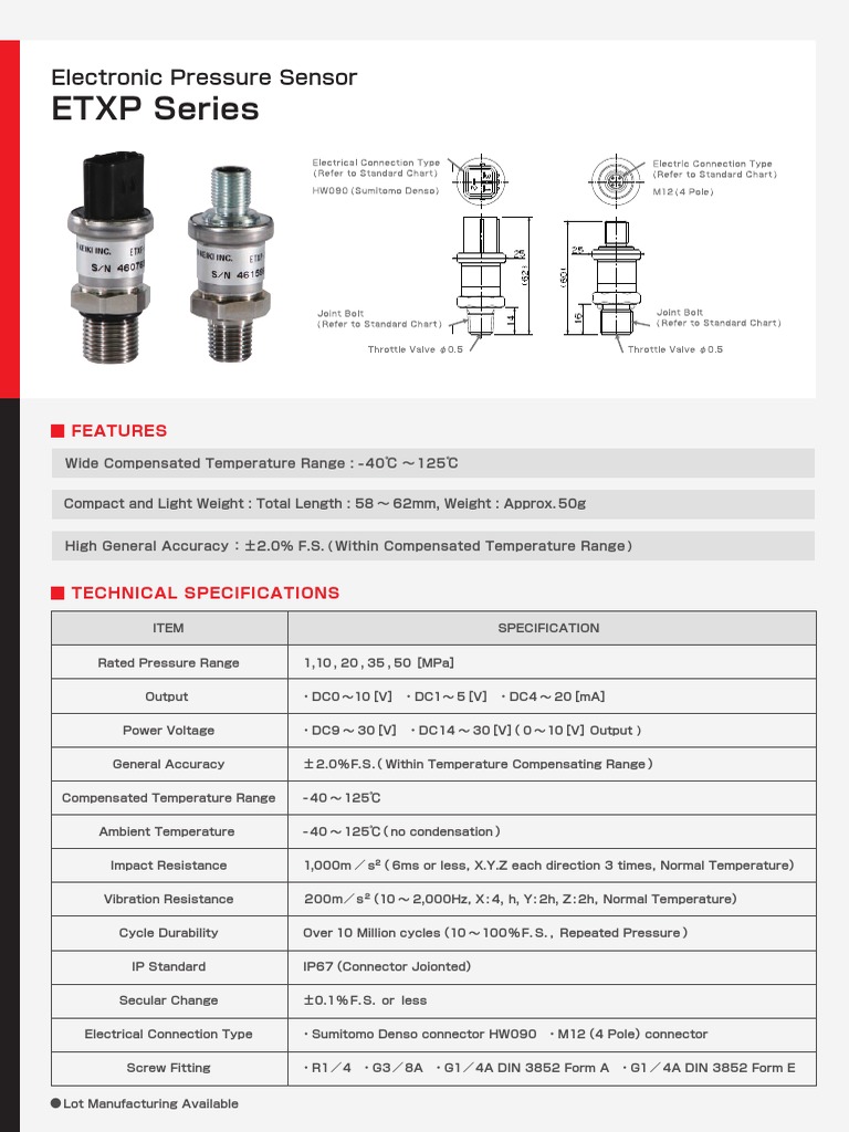 ETXP Series Electronic Pressure Sensor New11 | PDF