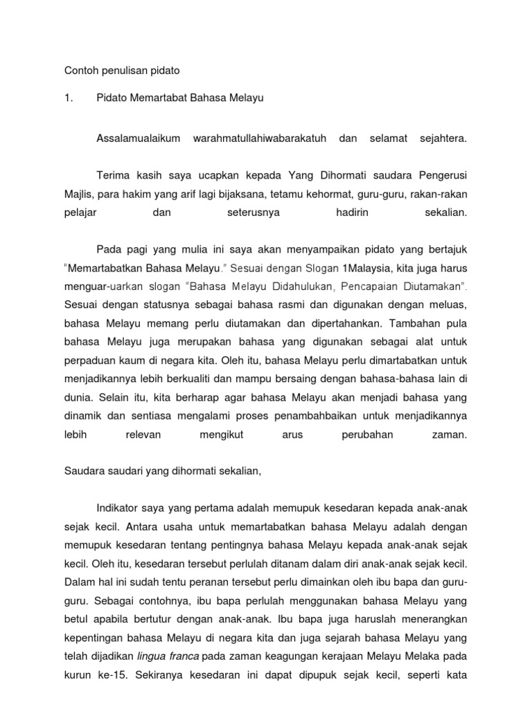 Contoh Penulisan Pidato | PDF