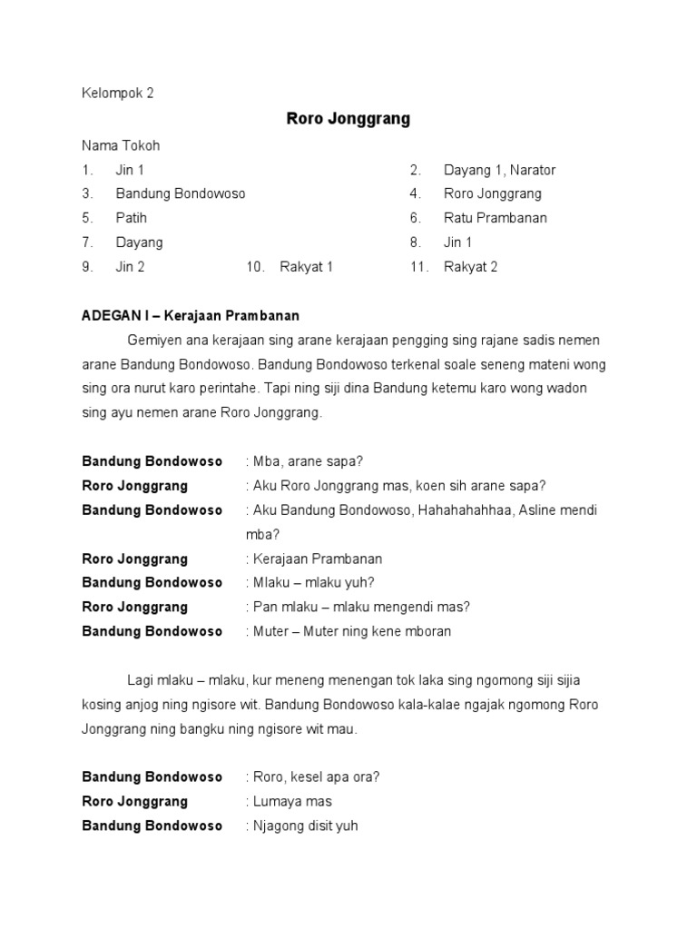Basa - Jawa - Drama Roro Jonggrang | PDF
