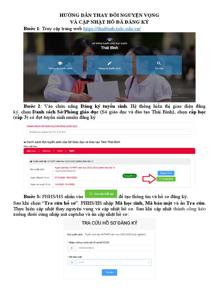 3.HS - Huong Dan Dieu Chinh Nguyen Vong Va Cap Nhat Ho So Da Dang Ky | PDF
