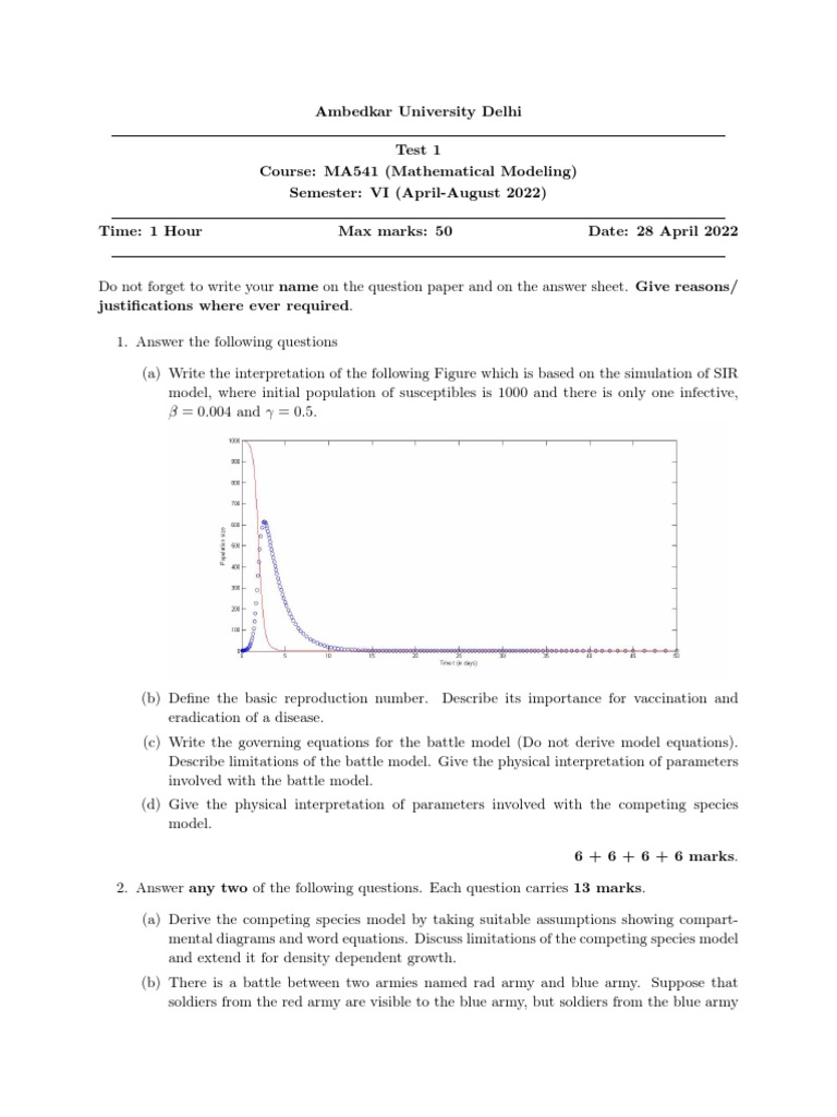 MA541 - Test1-Ws 2022 | PDF | Applied Mathematics