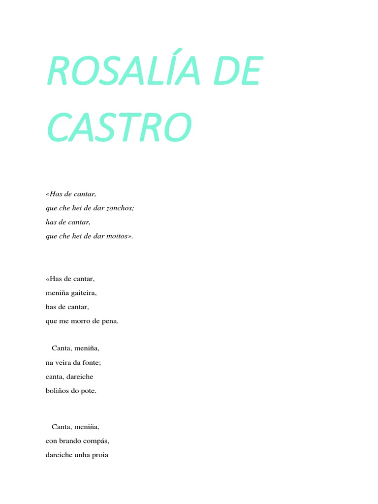 Rosalía de Castro Poema Feito Por Ana Mouronte 2c | PDF