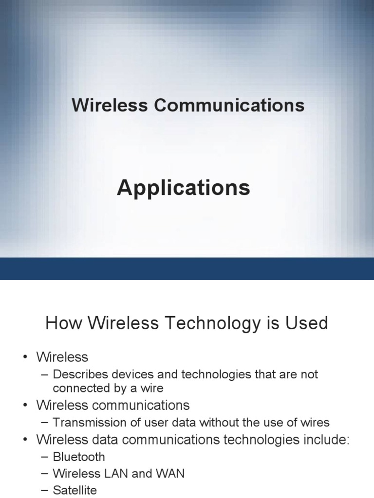 Lecture 2 Wireless Applications Pdf Wireless Lan Computer Network